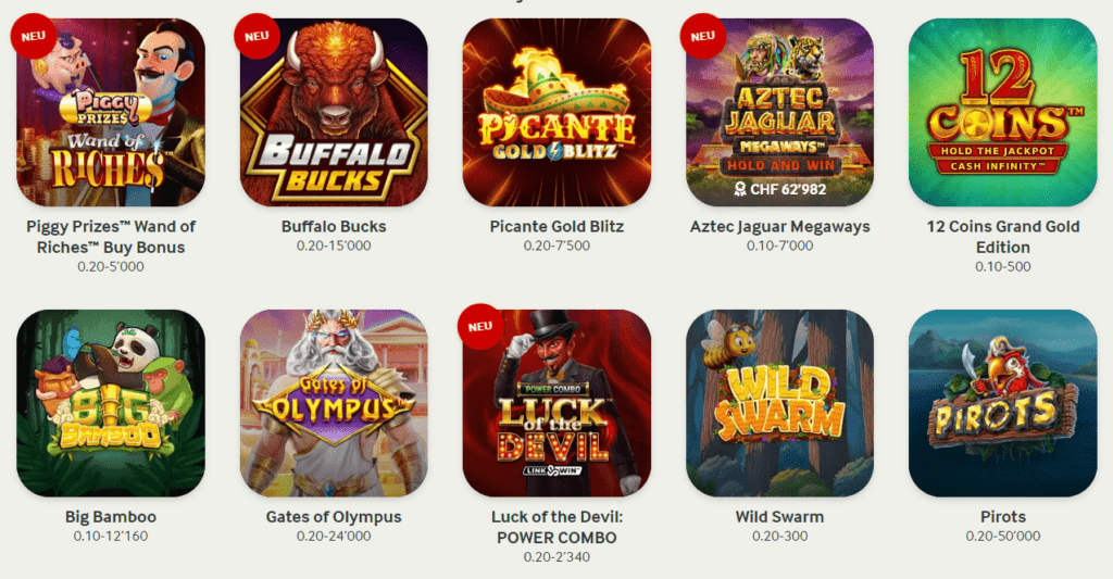 MyCasino mit Online Spielautomaten und +100% Bonus und 200FS in der Schweiz